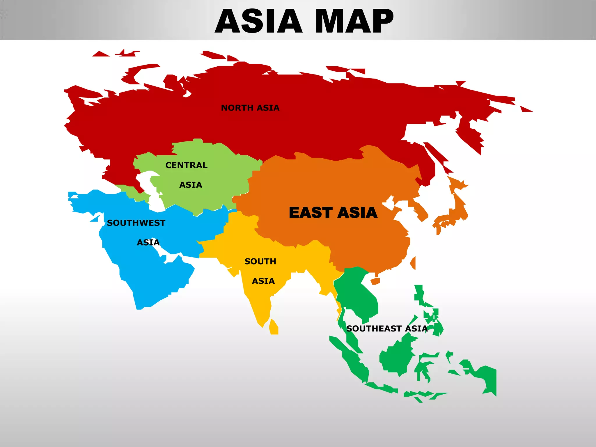 East asia editable continent map with countries | PPTX