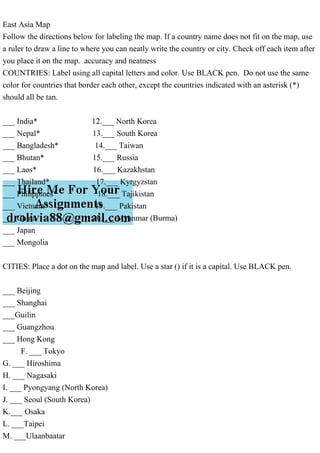East Asia Map Follow the directions below for labeling the map. If.pdf