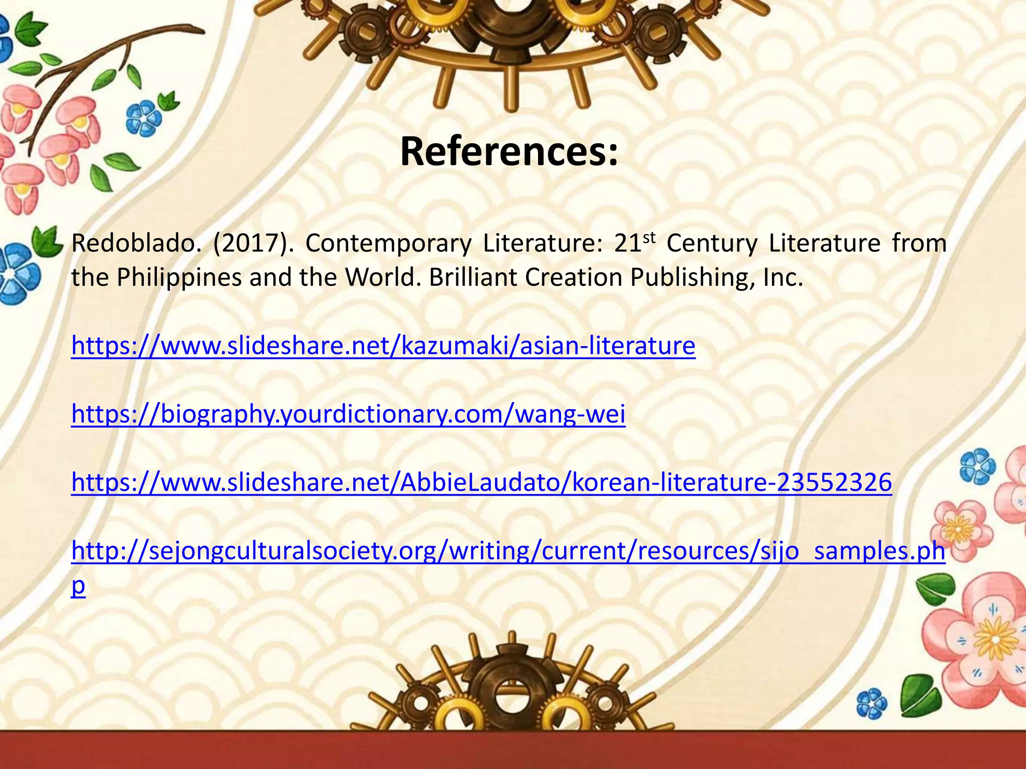 East Asian Literature (China, Japan & Korea) | PPTX