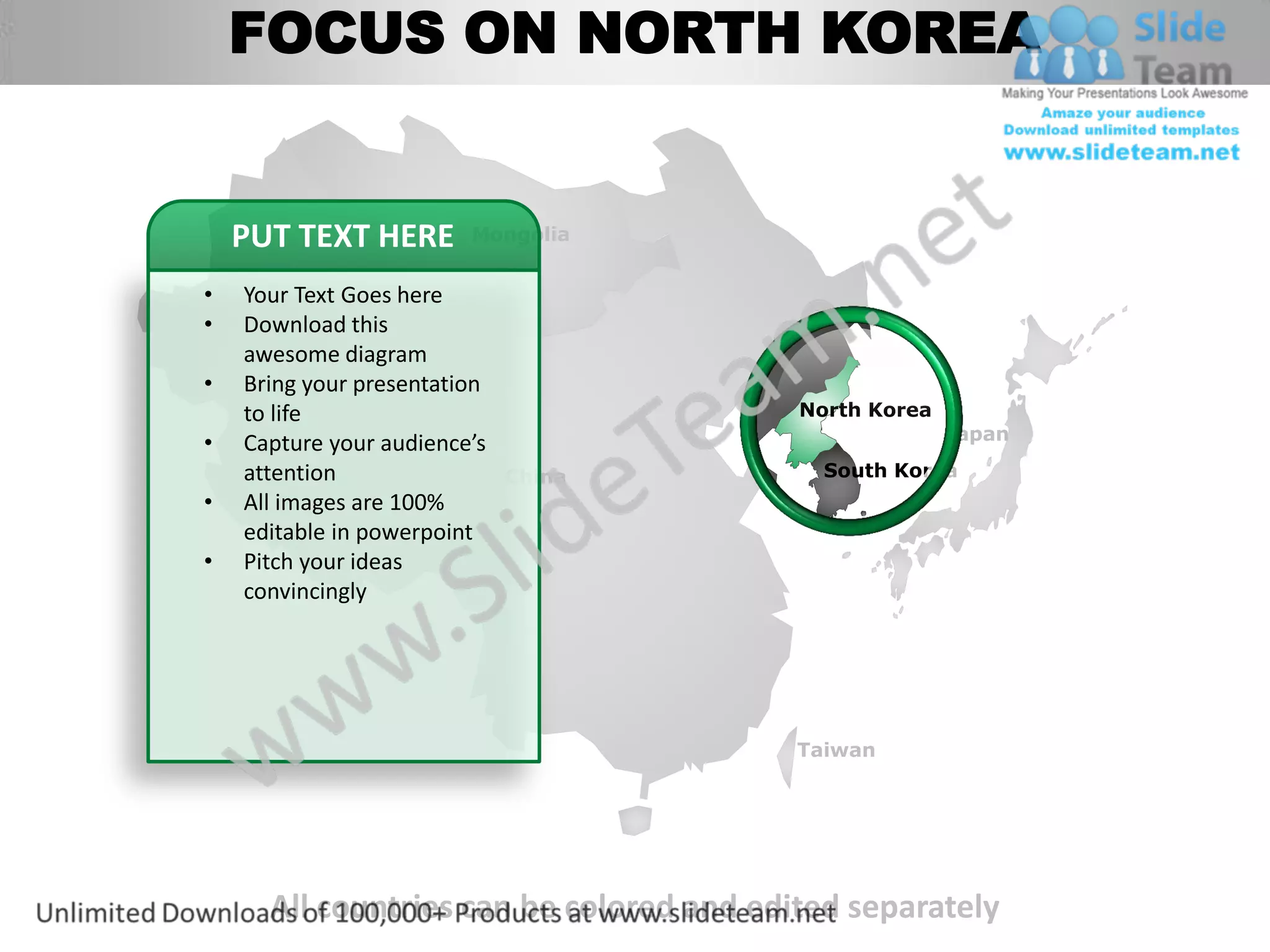 East asia powerpoint editable continent map with countries templates ...
