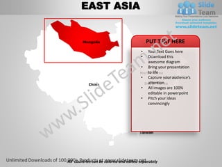 East asia powerpoint editable continent map with countries templates ...