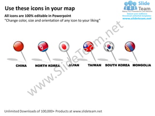 East asia powerpoint editable continent map with countries templates ...