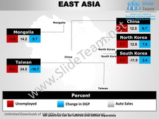 East asia powerpoint editable continent map with countries templates ...