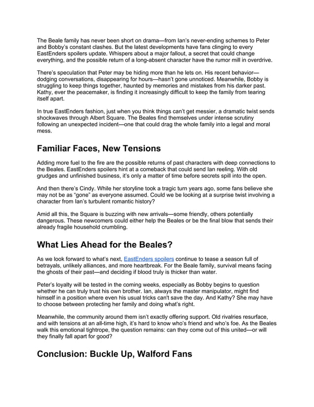 EastEnders Spoilers: What Happens to the Beale Family After the Latest ...