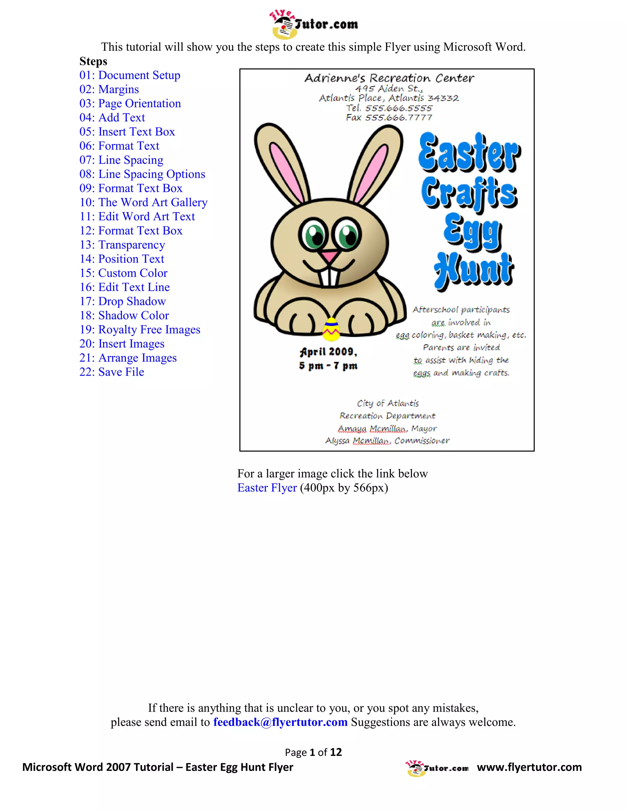 Microsoft Word Tutorial: Easter Egg Hunt Flyer | PDF