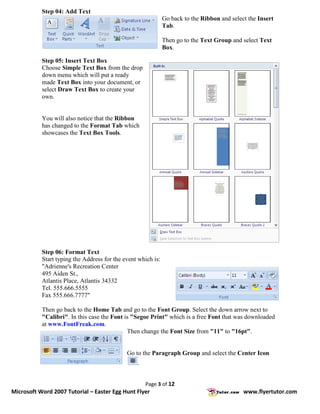 Microsoft Word Tutorial: Easter Egg Hunt Flyer | PDF