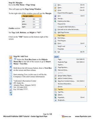 Microsoft Publisher 2007 Tutorial: Easter Egg Hunt Flyer | PDF