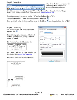 Microsoft Publisher 2007 Tutorial: Easter Egg Hunt Flyer | PDF