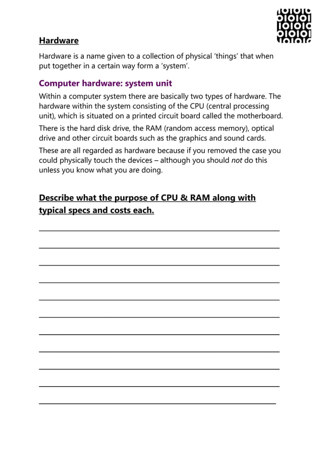 AQA Computer science easter revision | DOCX