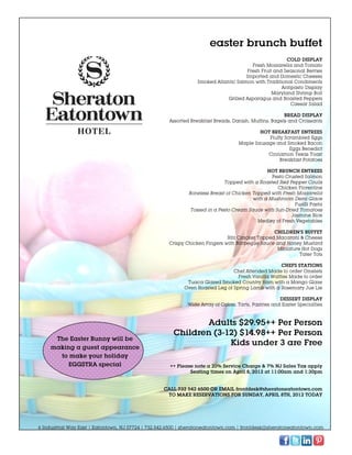 Sheraton Eatontown Hotel Easter flyer | PDF