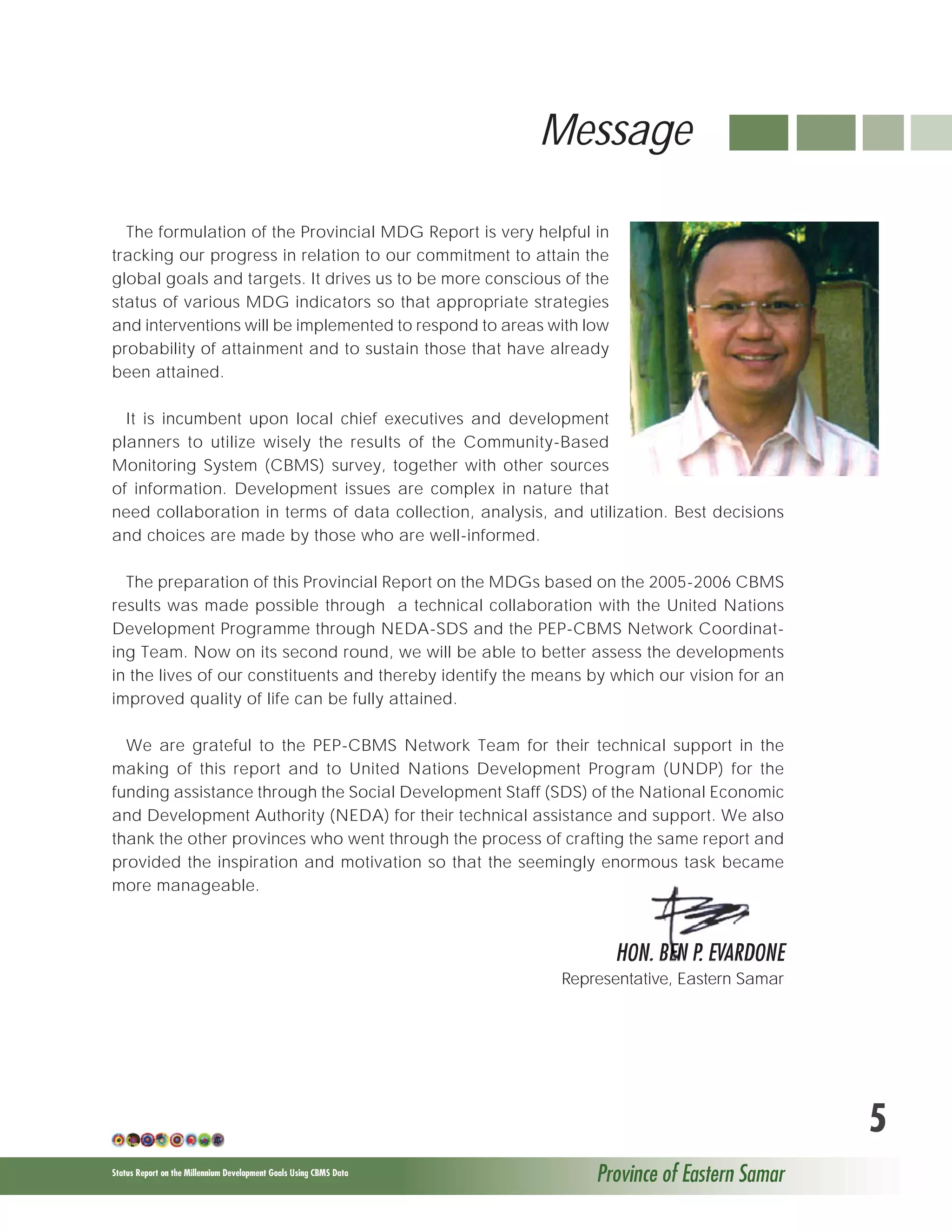 MDGs Provincial Status Report 2010 Philippines Eastern Samar | PDF