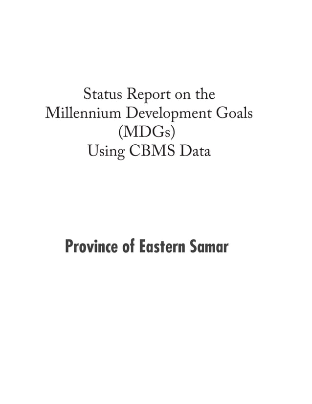 MDGs Provincial Status Report 2010 Philippines Eastern Samar | PDF