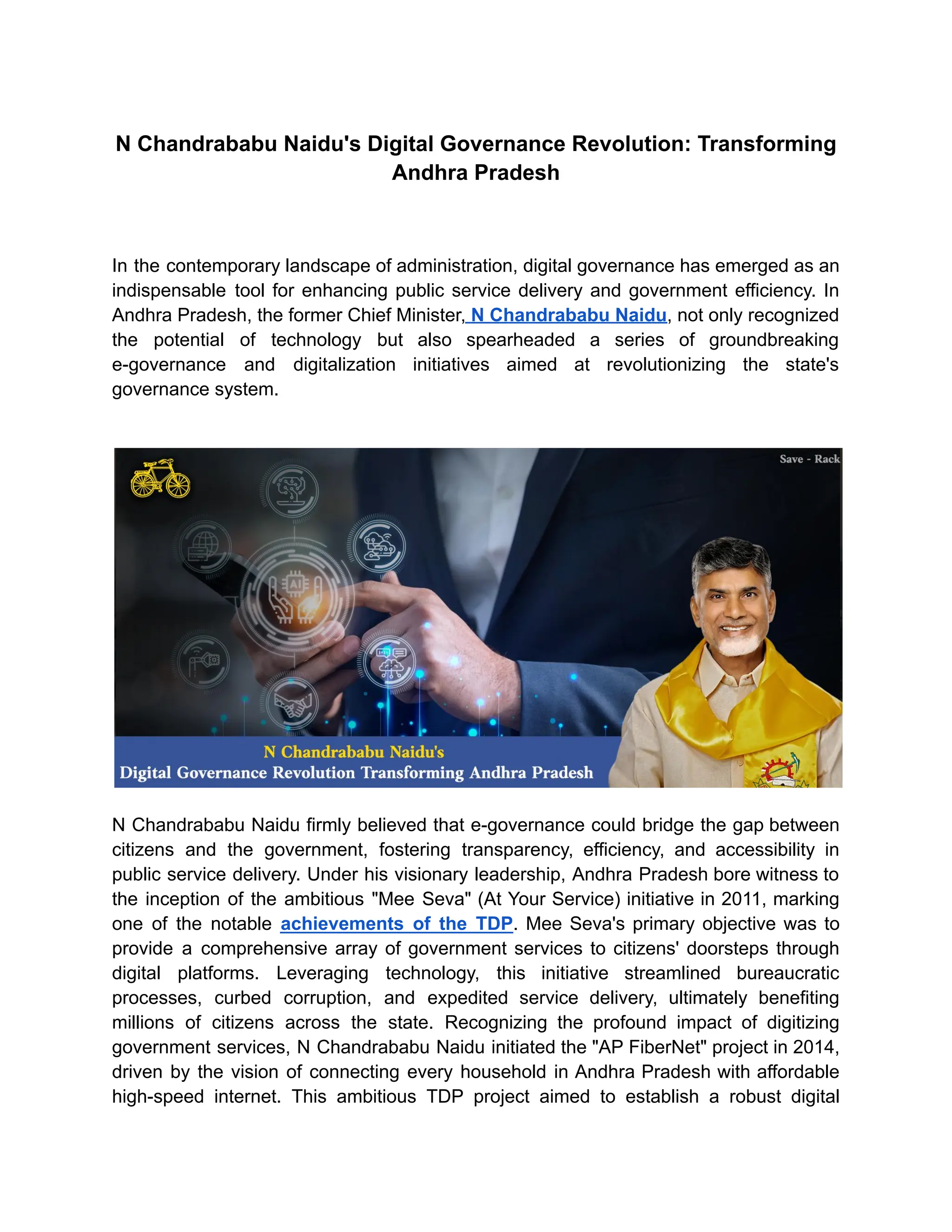 N Chandrababu Naidu's Digital Governance Revolution: Transforming ...
