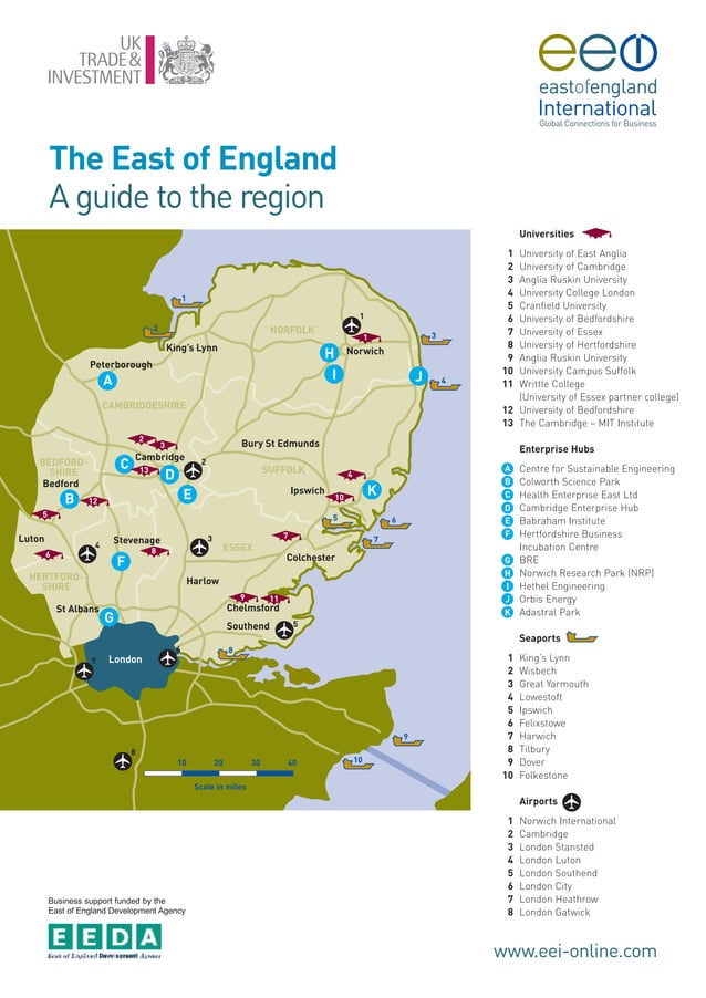 East Of England Map A Guide To The Region | PDF | Business | Business ...