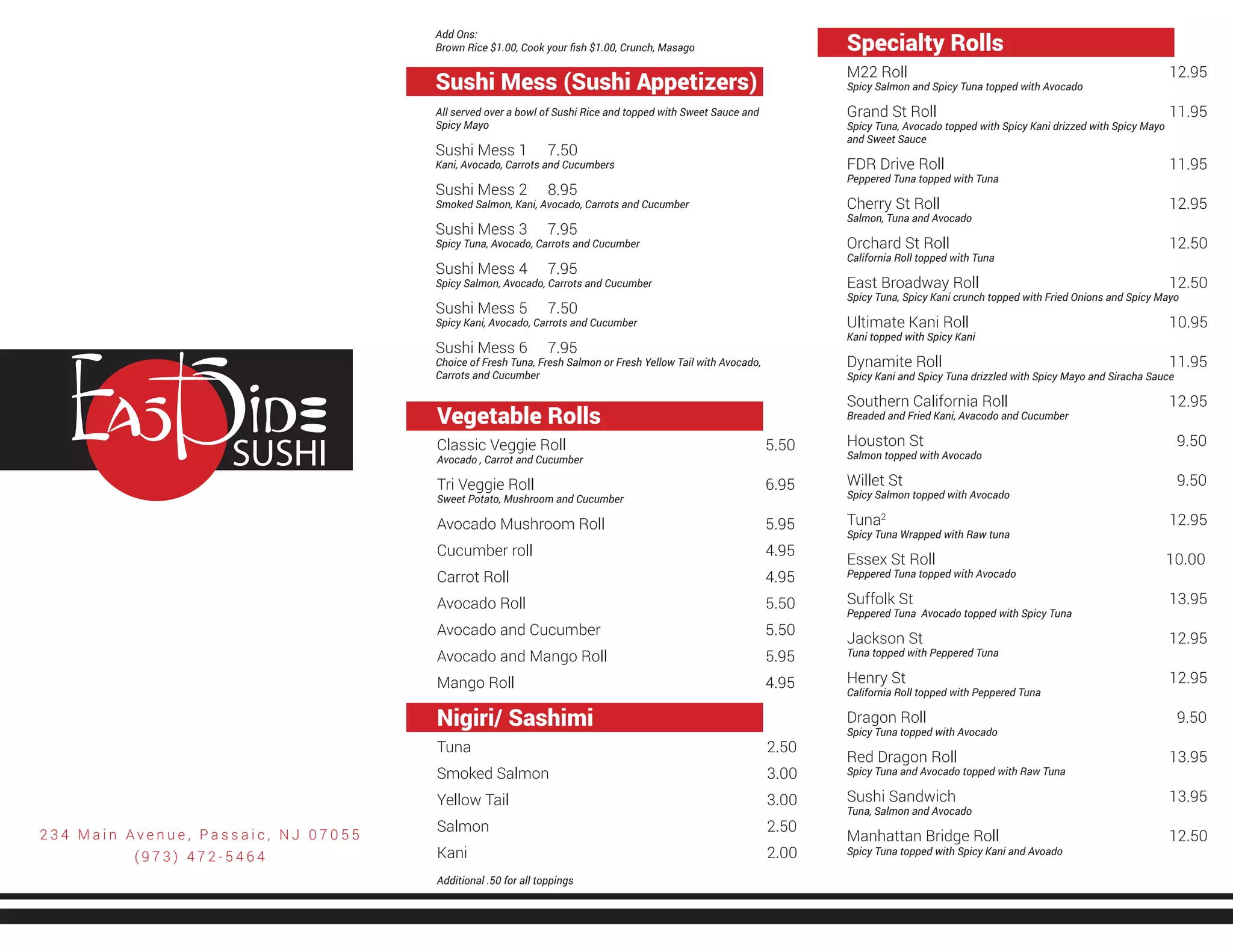 East side sushi menu final webversion | PDF | Food & Drink