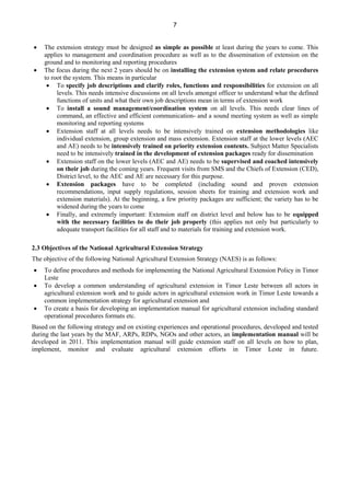 East Timor Agriculture Extension Strategy | PDF