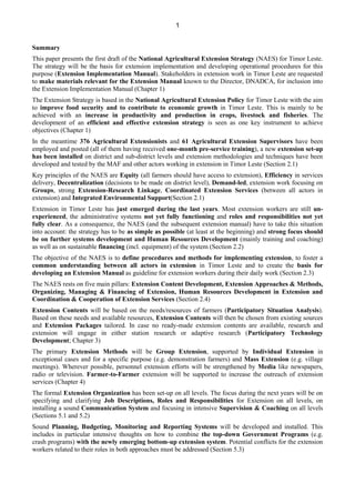 East Timor Agriculture Extension Strategy | PDF
