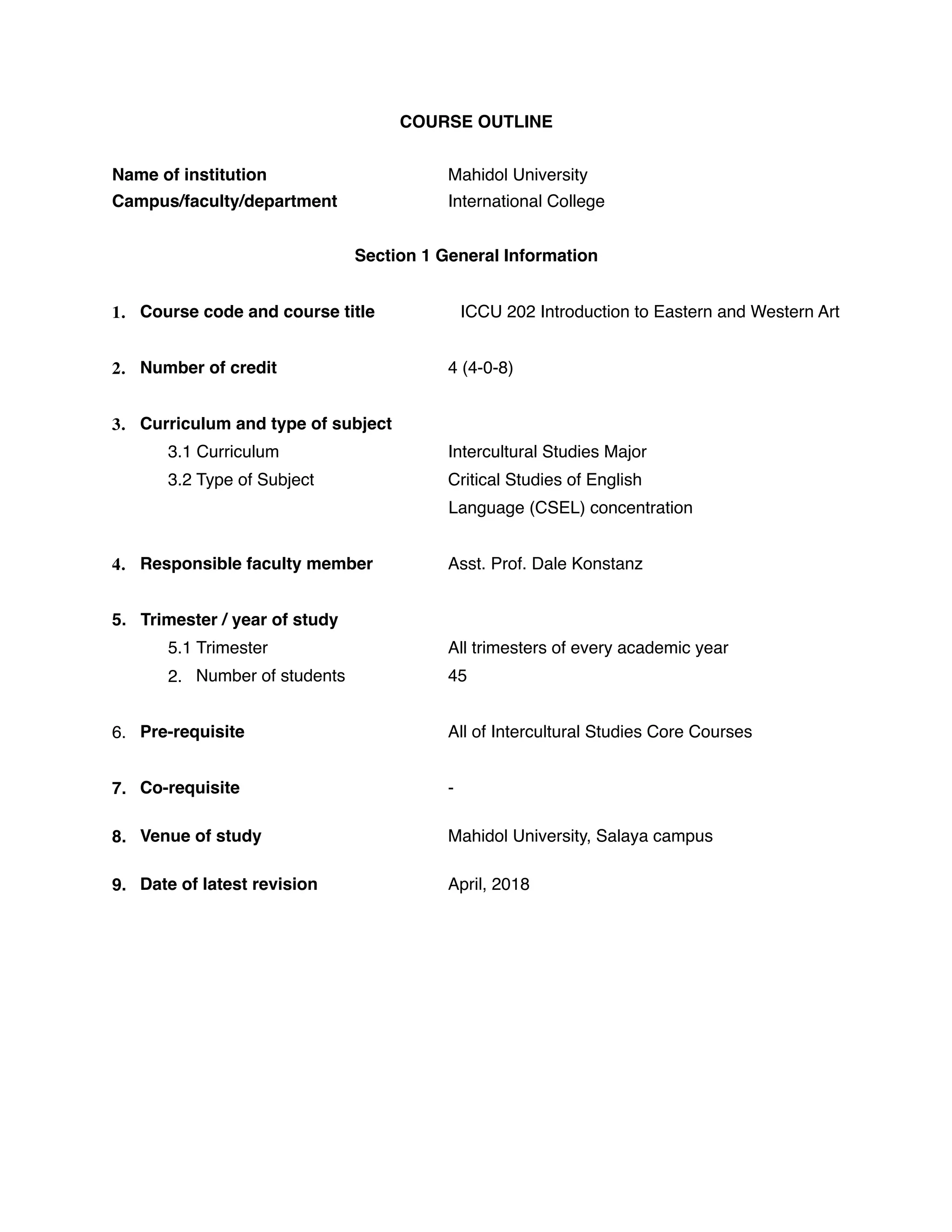 East West Art Course Outline | PDF | Educational Assessment | Education