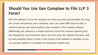 Gen Complaw Software Simplified LLP 3 Agreement Form Filing | PPT