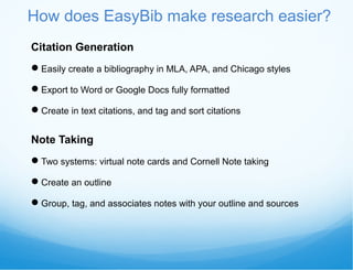 EasyBib Instructional Guide | PPT