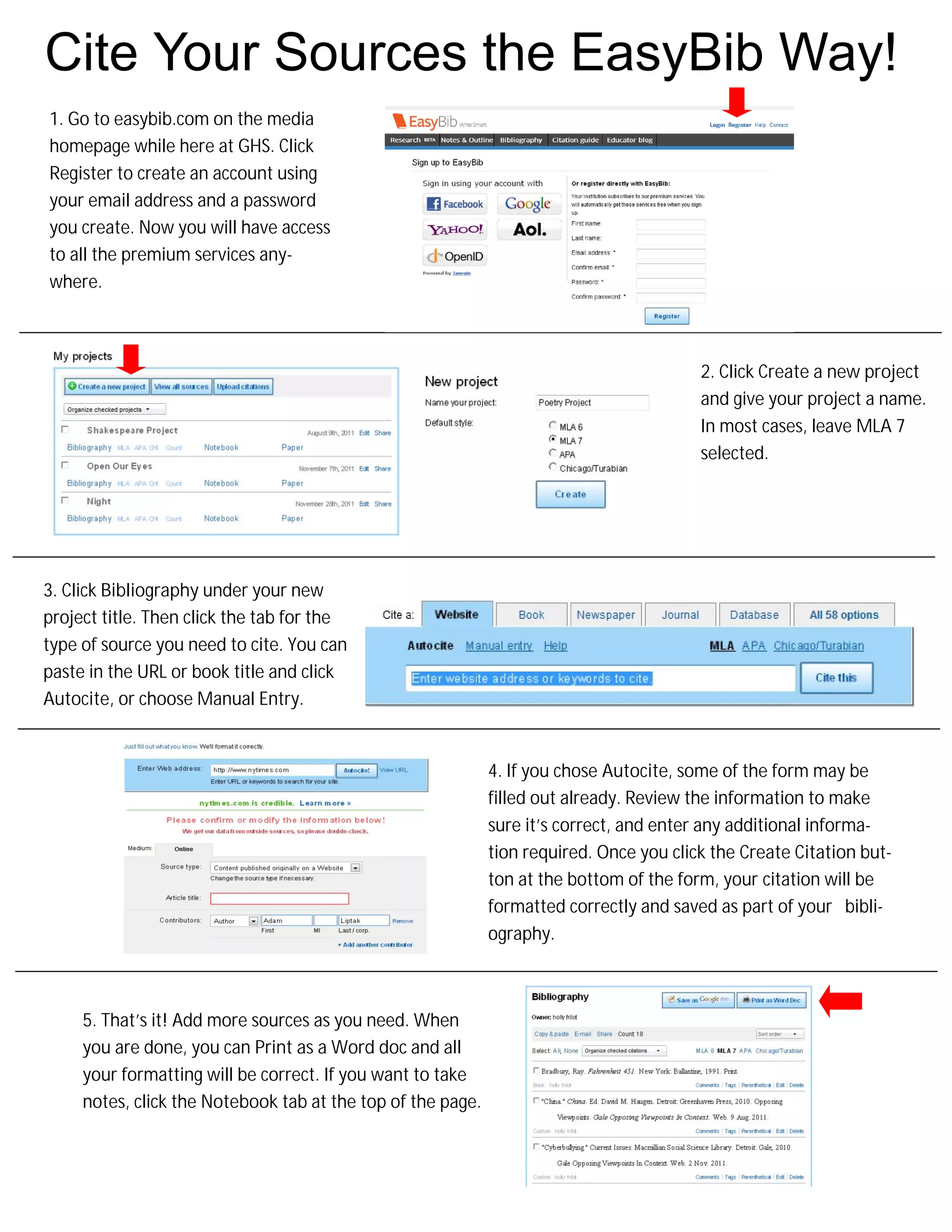 EasyBib Media Center Handout | PDF
