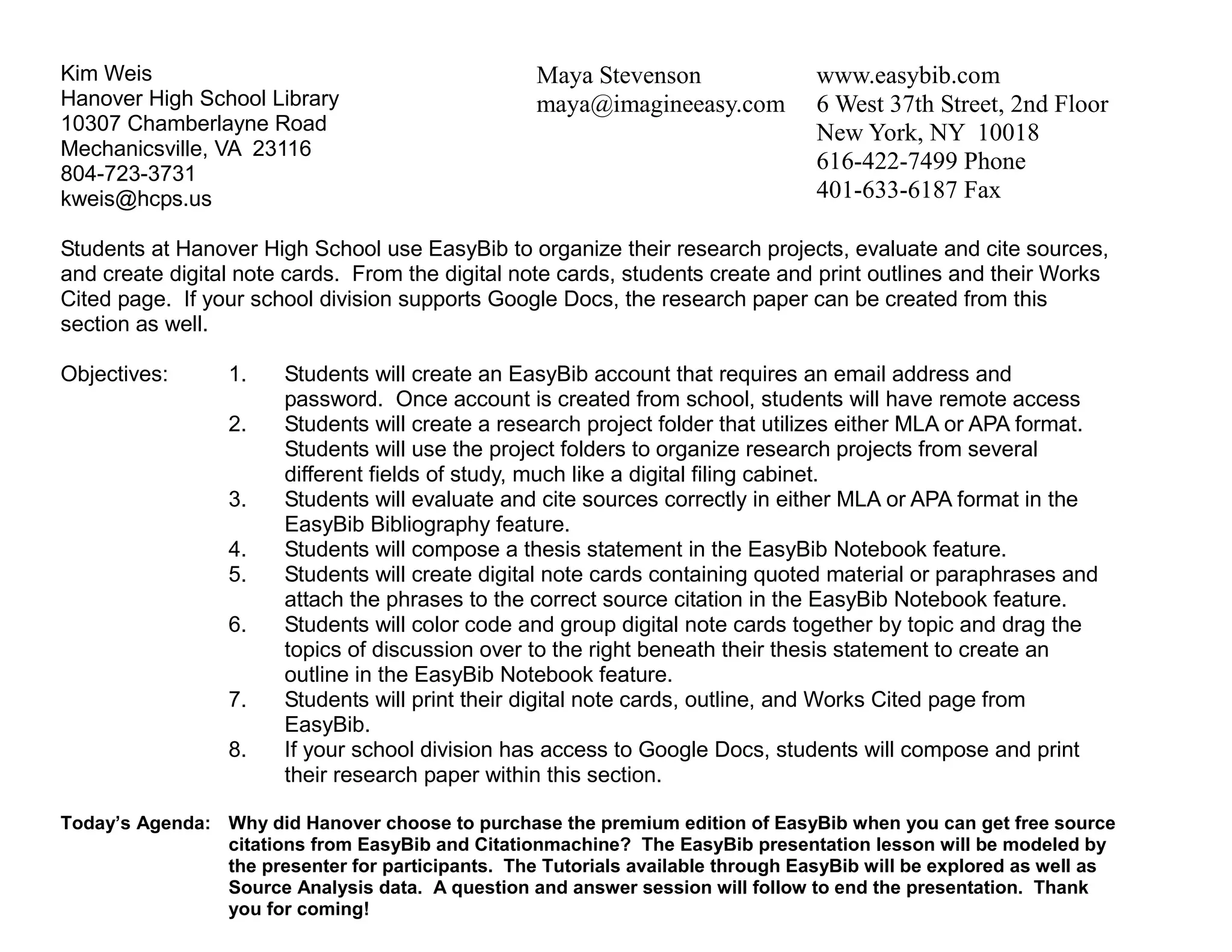 EasyBib Presentation with Objectives | PDF