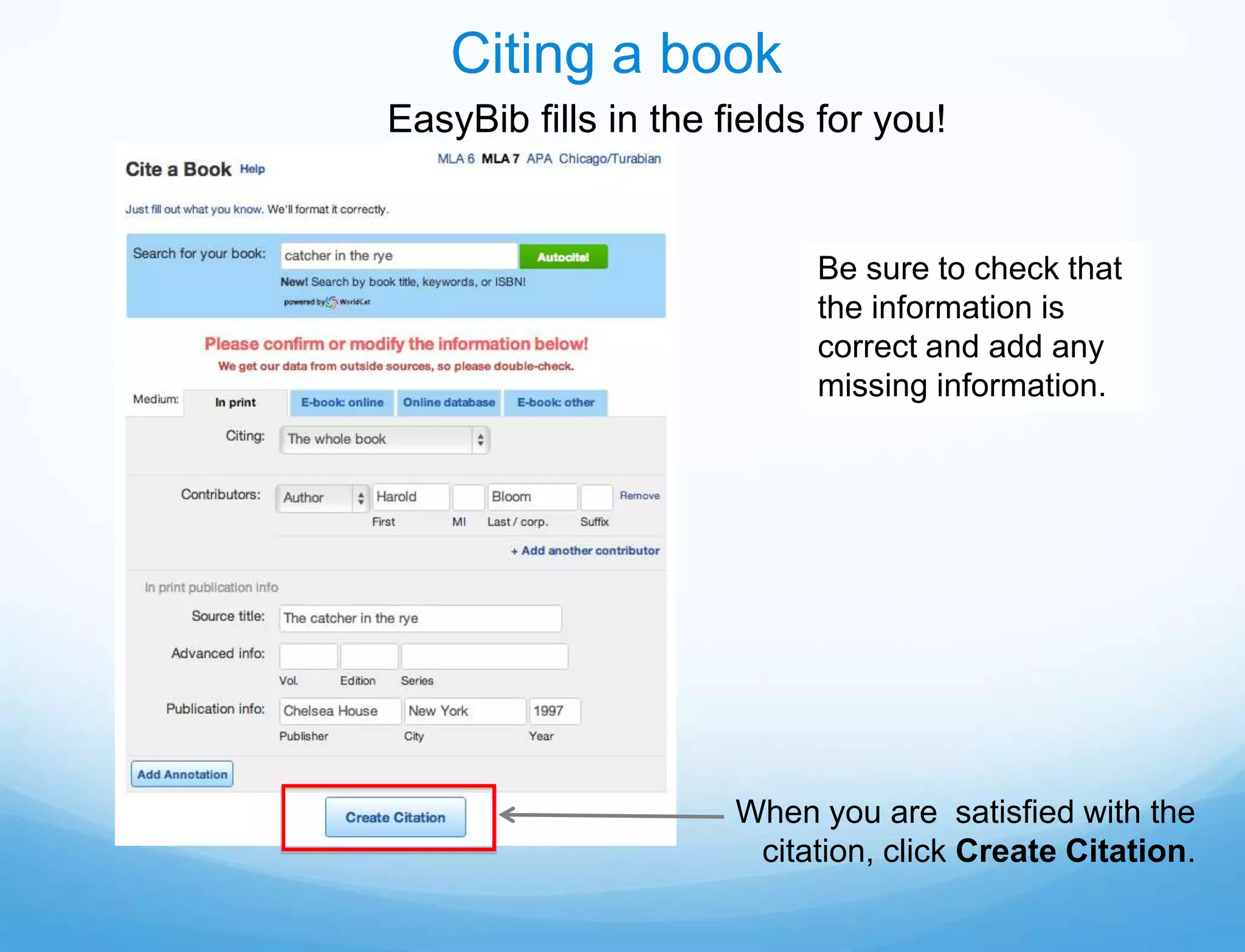 Easybib sources | PPT