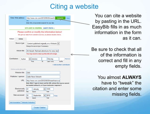 Easybib sources | PPT