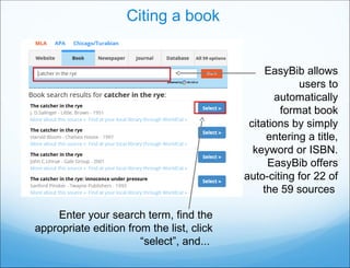 How to Use EasyBib School Edition: Student Instructions | PPT