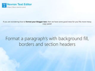 Easy text formatting for Blogger | PPT