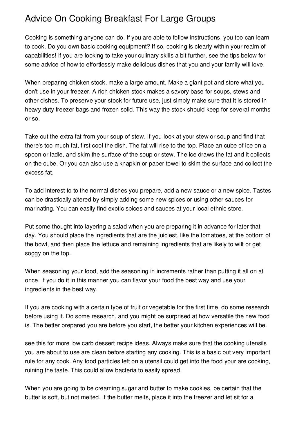Advice On Cooking Breakfast For Large Groups advice-on-cooking-breakfast-for-large-groups
