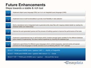 Easy Data Object Relational Mapping Tool | PPTX | Databases | Computer ...