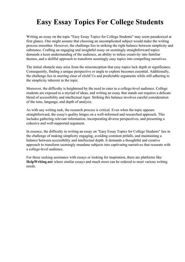 Easy Essay Topics For College Students.pdf