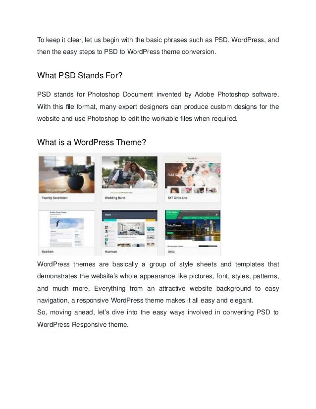 Easy Guide on PSD to WordPress Conversion | PPTX