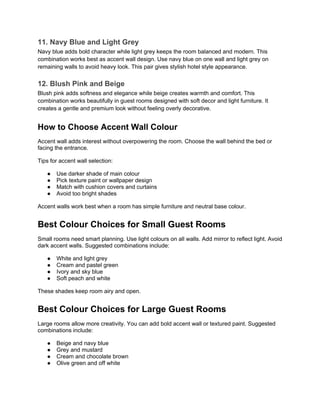 Easy Guide to Choose the Right Guest Room Colour Combination | DOCX
