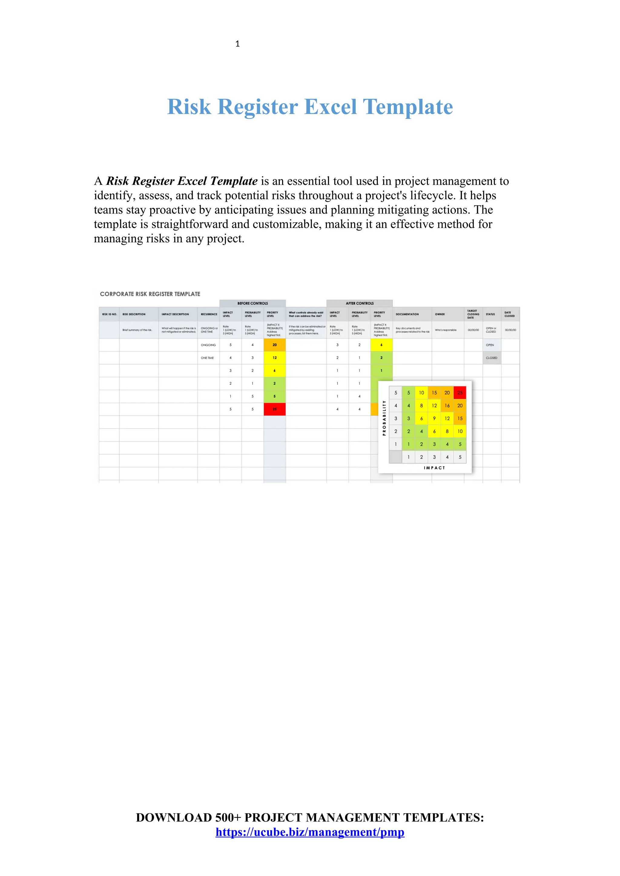 Easy Guide to Risk Register Excel Template.docx