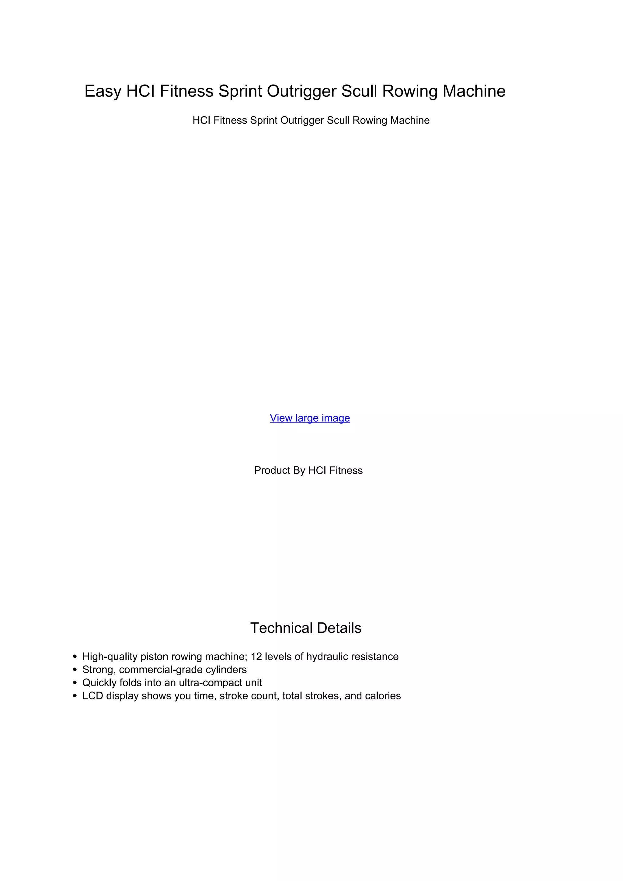 Easy hci fitness sprint outrigger scull rowing machine | PDF