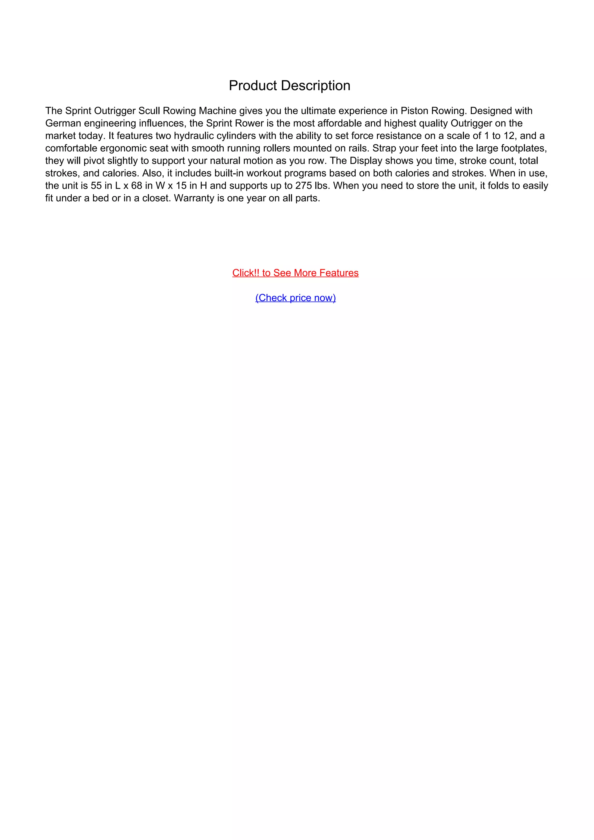 Easy hci fitness sprint outrigger scull rowing machine | PDF