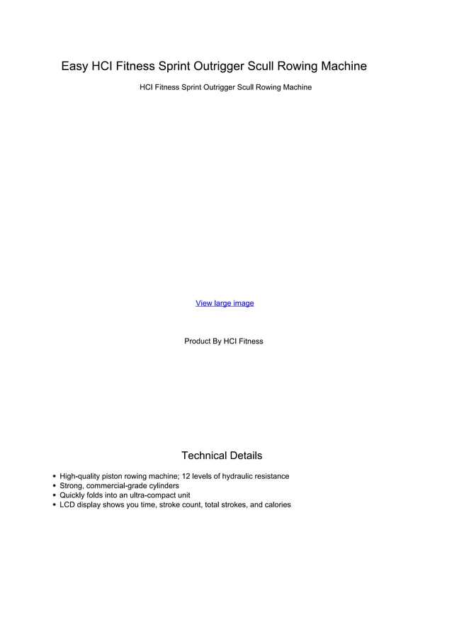 Easy hci fitness sprint outrigger scull rowing machine | PDF