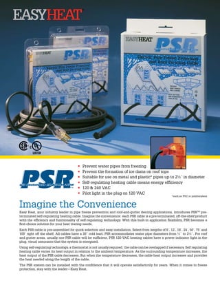 EasyHeat PSR Heat Tracing Cable - Spec Sheet | PDF