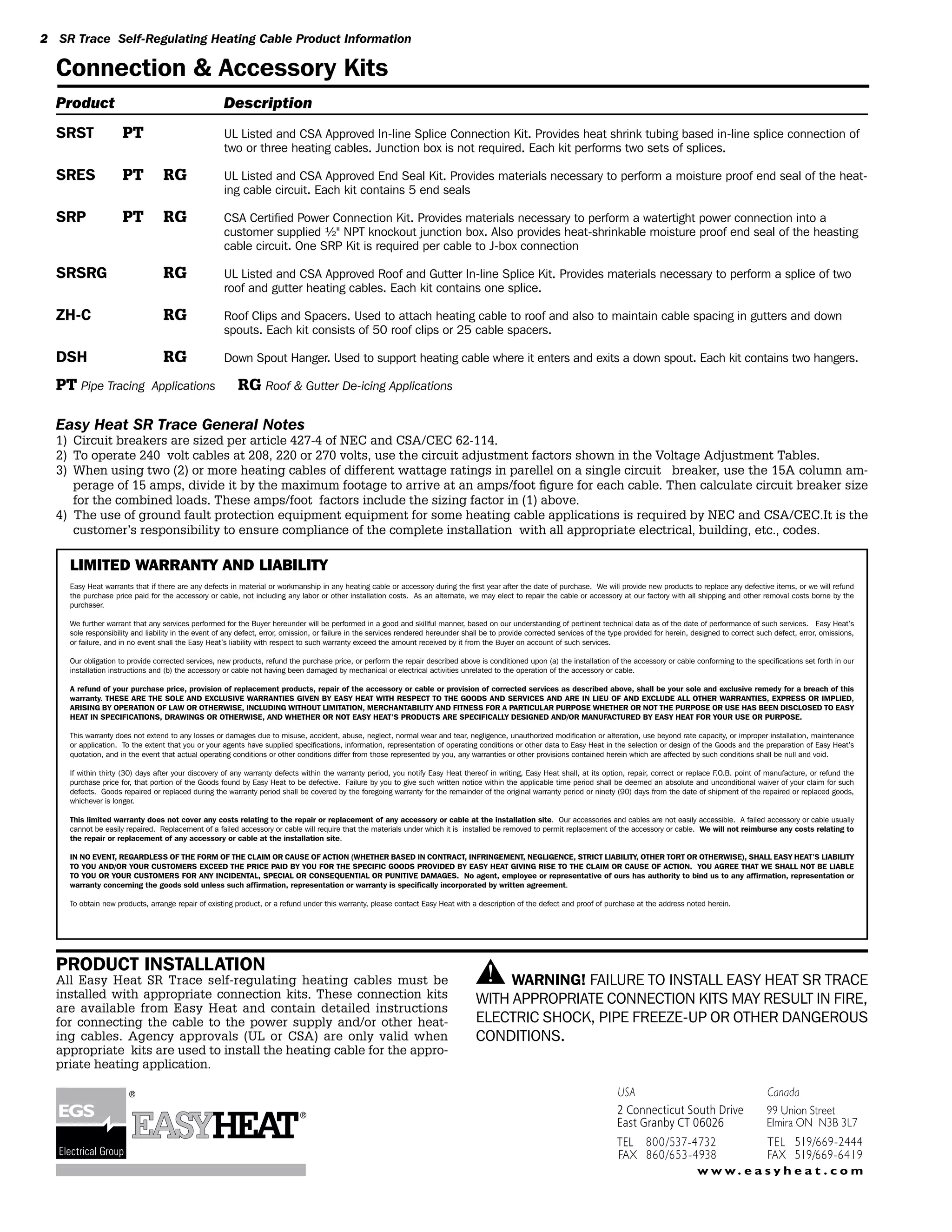 EasyHeat SR51J Heat Tracing Cable - Spec Sheet | PDF