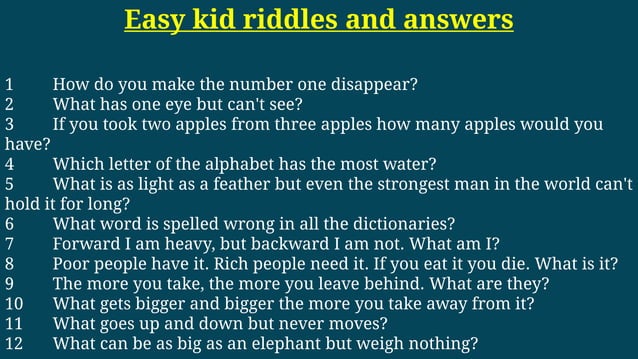 Easy kid riddles and answers | PDF | Games and Puzzles | Hobbies ...