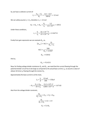 Two-stage CE amplifier | PDF