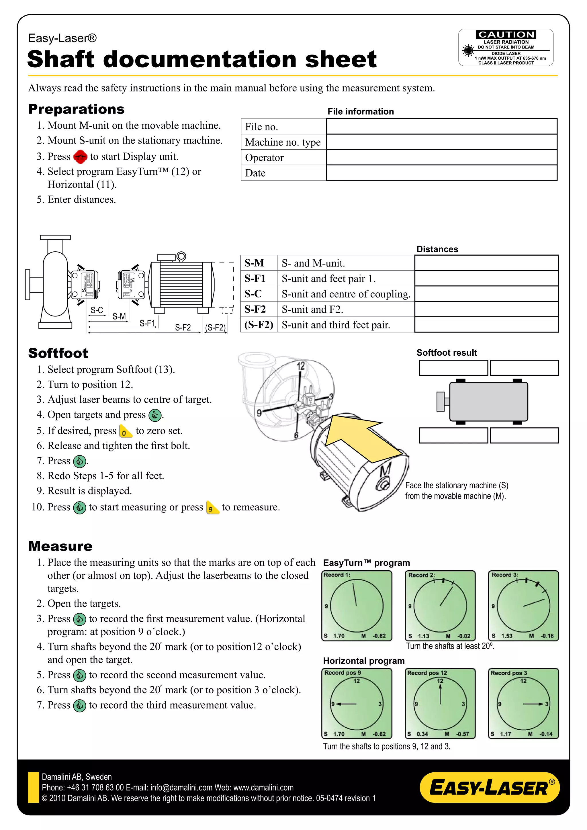 Easy Laser Shaft Alignment Worksheet | PDF