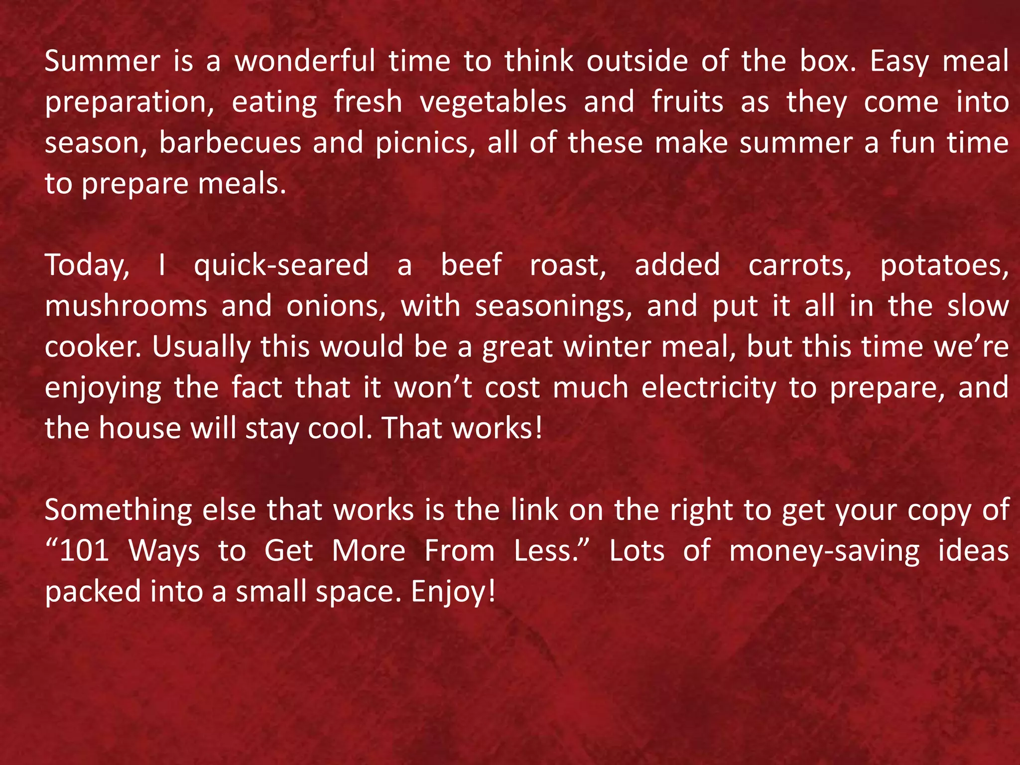 Easy meal preparation | PPT