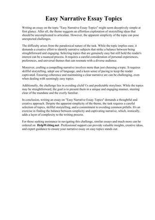 Easy Narrative Essay Topics | PDF