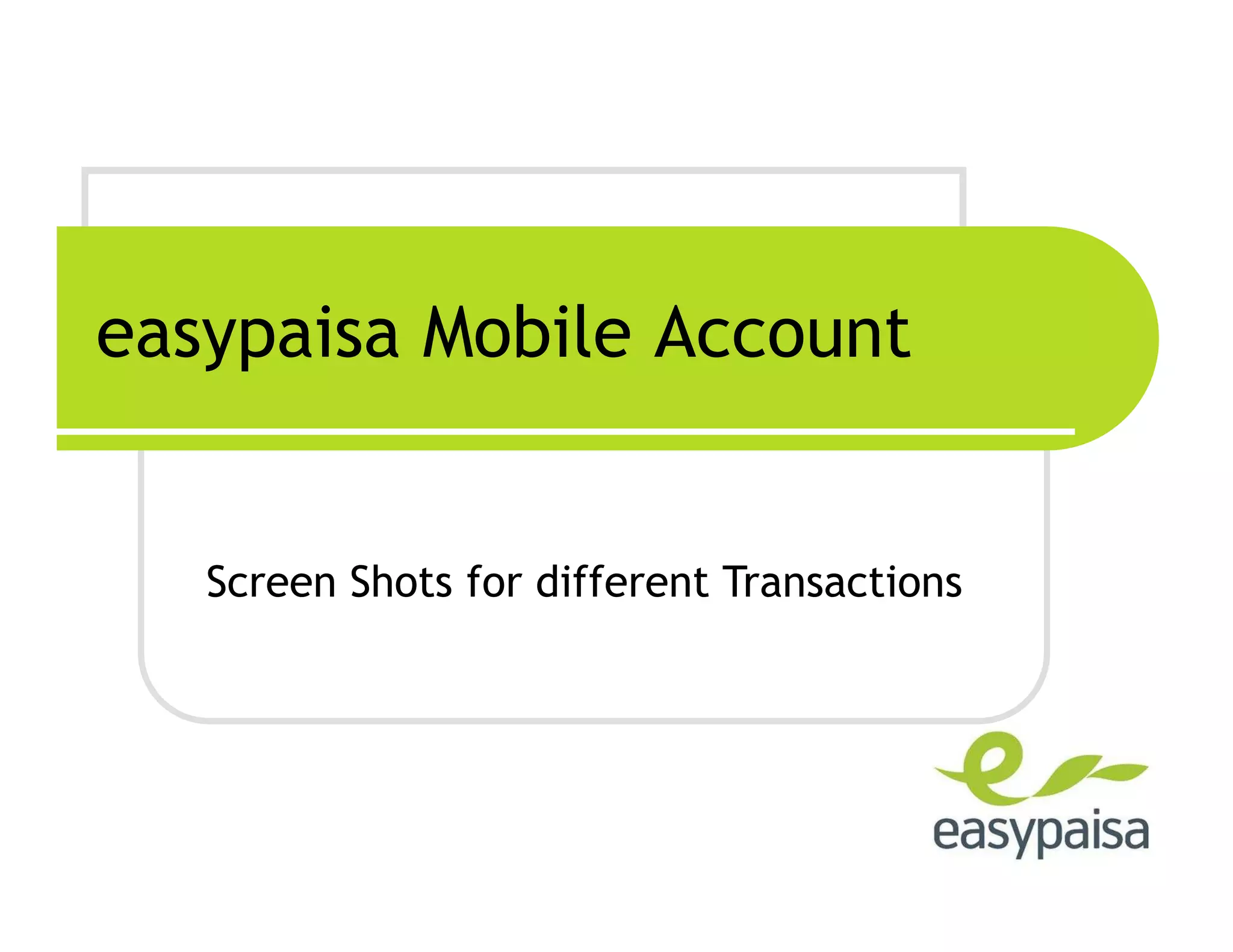 Easypaisa Mobile Account | PDF