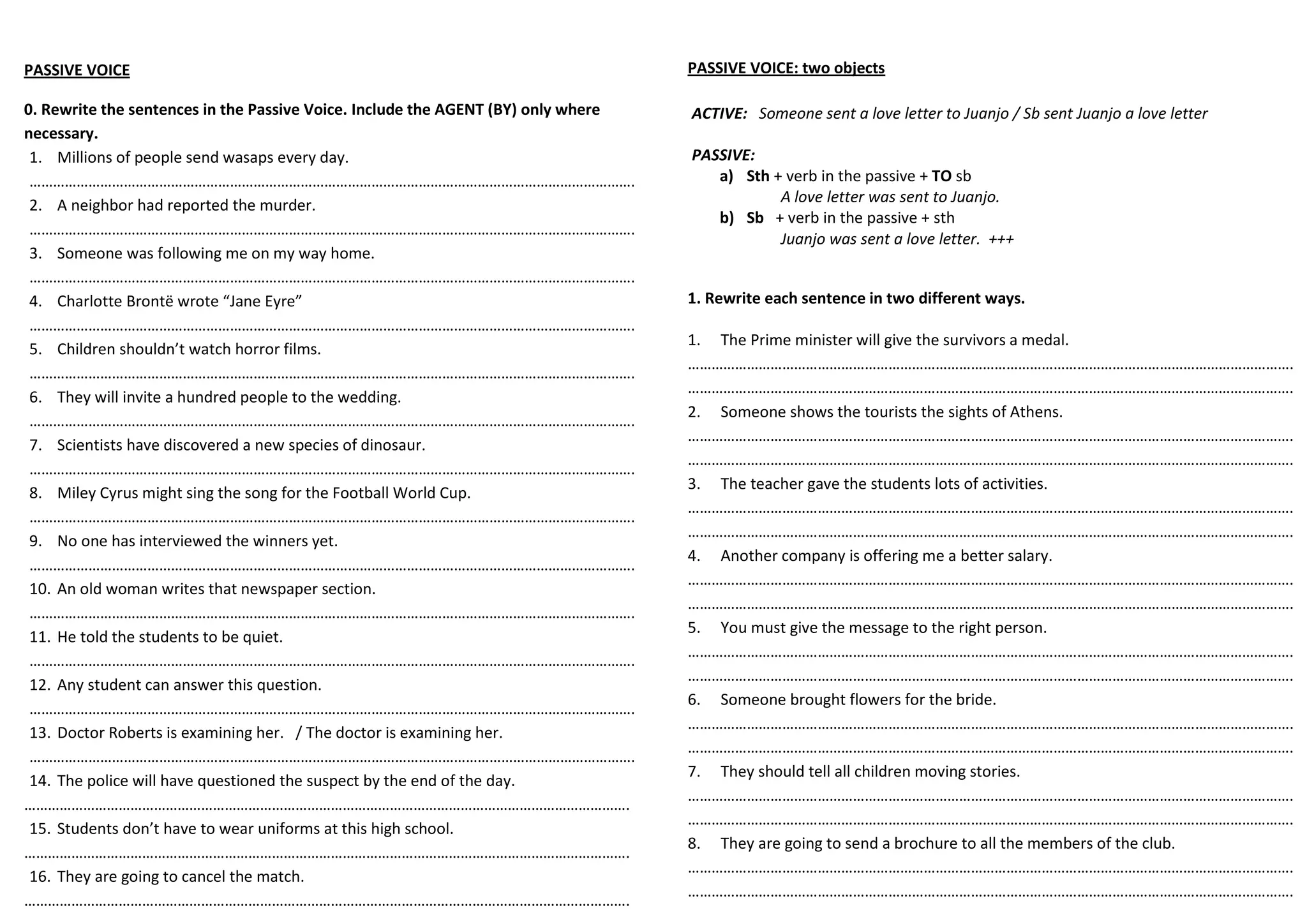 Easy passive + passive with 2 objects | PDF | Reptiles | Pets