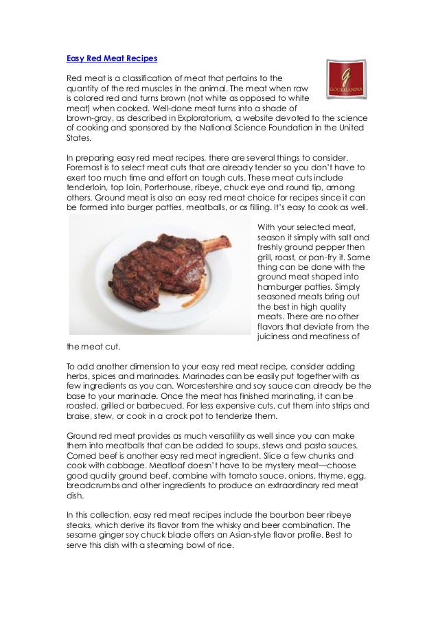 Easy red meat recipes