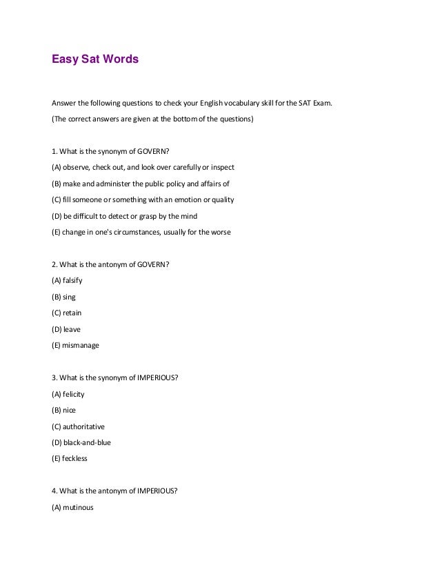 Easy Sat Words | PDF